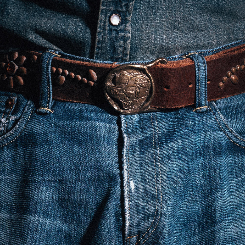 Brass Bonehead Belt Buckle